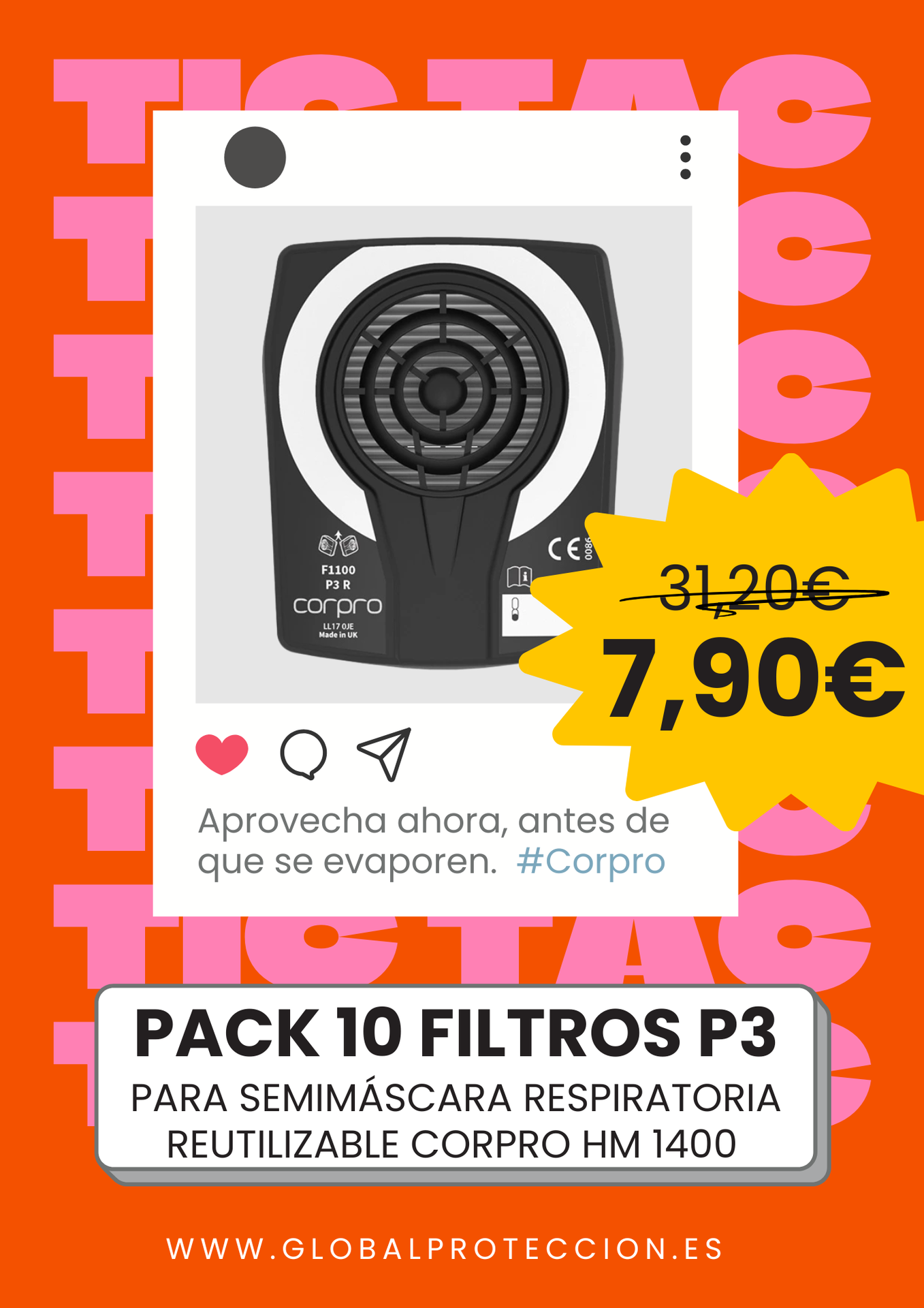 Filtro respiratorio partículas bayoneta P3 R - F1100 (2 uds)